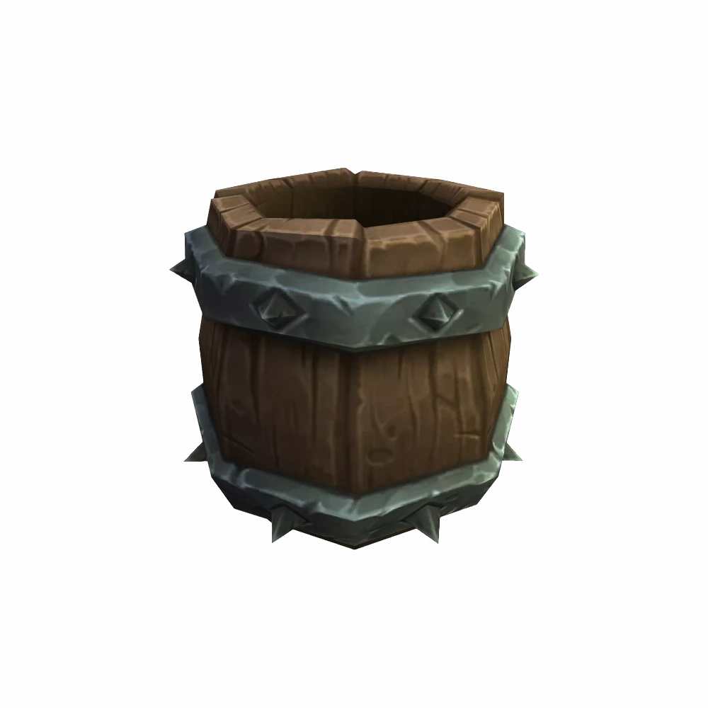 Open Spiky Banded Barrel - [Decor] - World of Warcraft