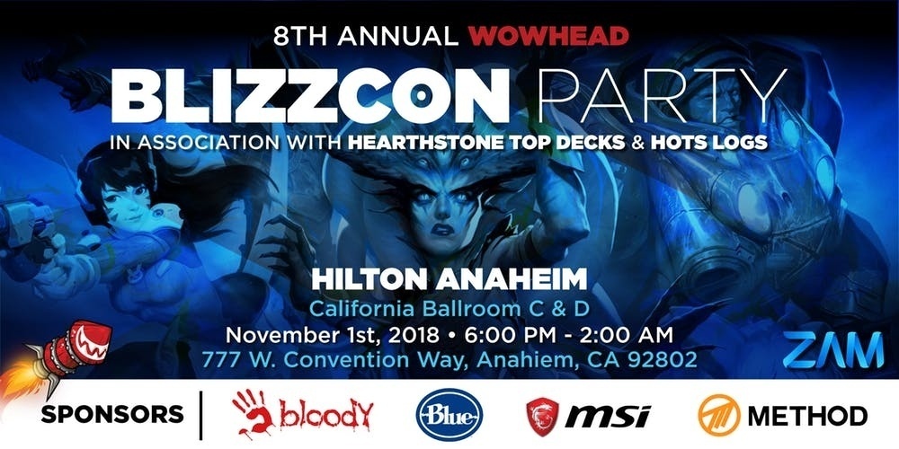 Wowhead BlizzCon 2018 Party: 6pm-2am Today, November 1st! - Wowhead News