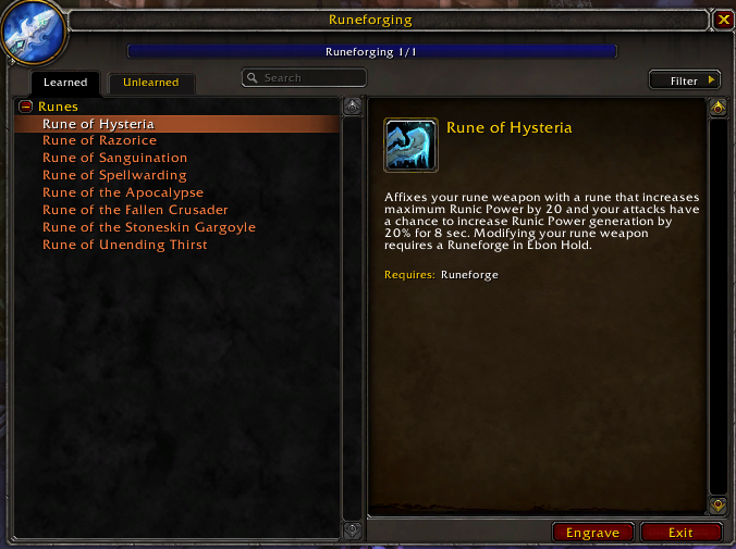 Nouvelles runes de runeforge pour le Chevalier de la mort dans l'alpha ...