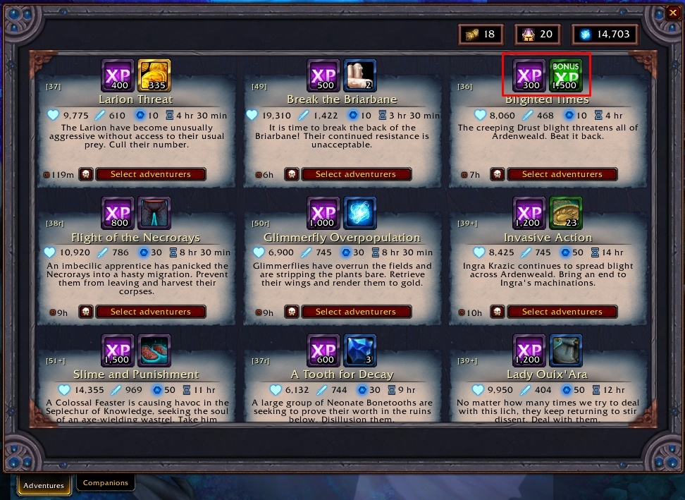 Adventure Table Fixed: Experience Missions Appear Once More If You ...