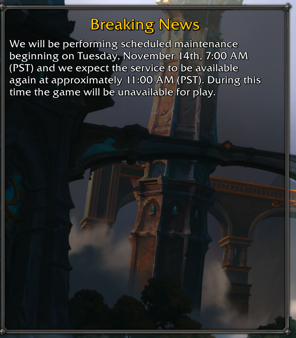Scheduled Season 3 Maintenance on Tuesday Until 11:00 AM PST - Wowhead News