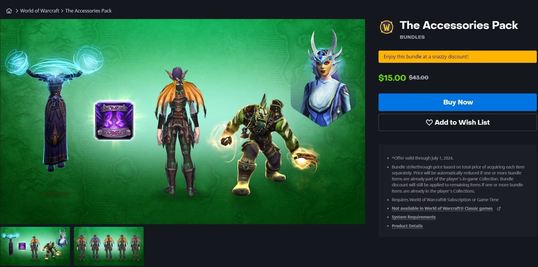 The Accessories Pack Discounted Sale Through July 1st - Wowhead News