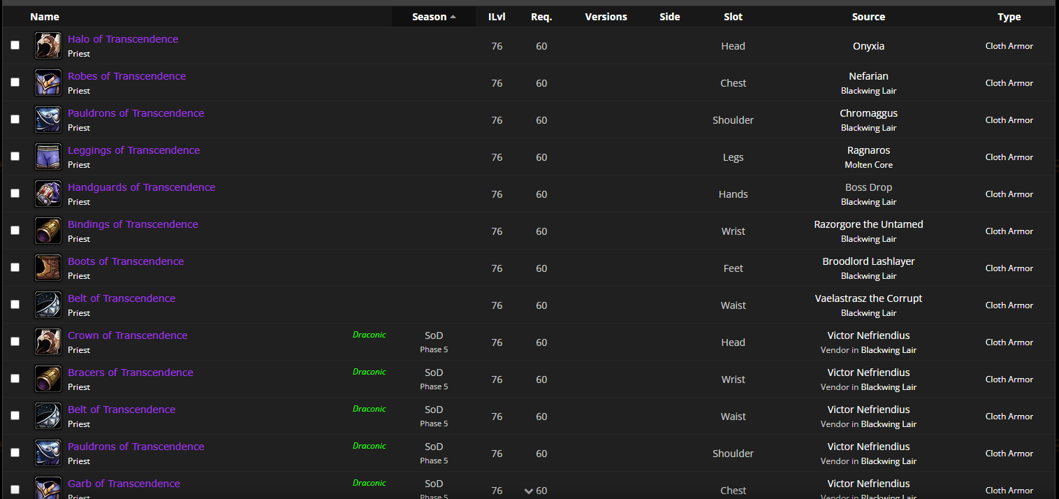 New Database Feature to Distinguish Between Season of Discovery ...