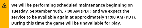 4-Hour Scheduled Maintenance September 10th 7:00 am - 11:00 am PDT ...