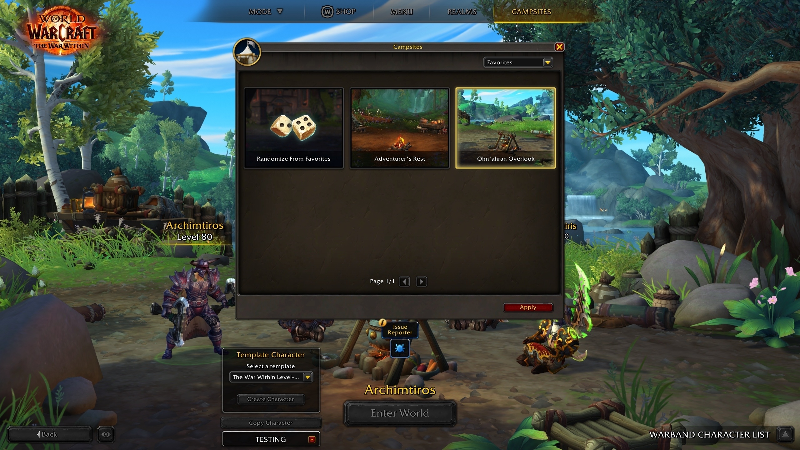 First Look at New Warband Campsite Character Selection UI - Wowhead News