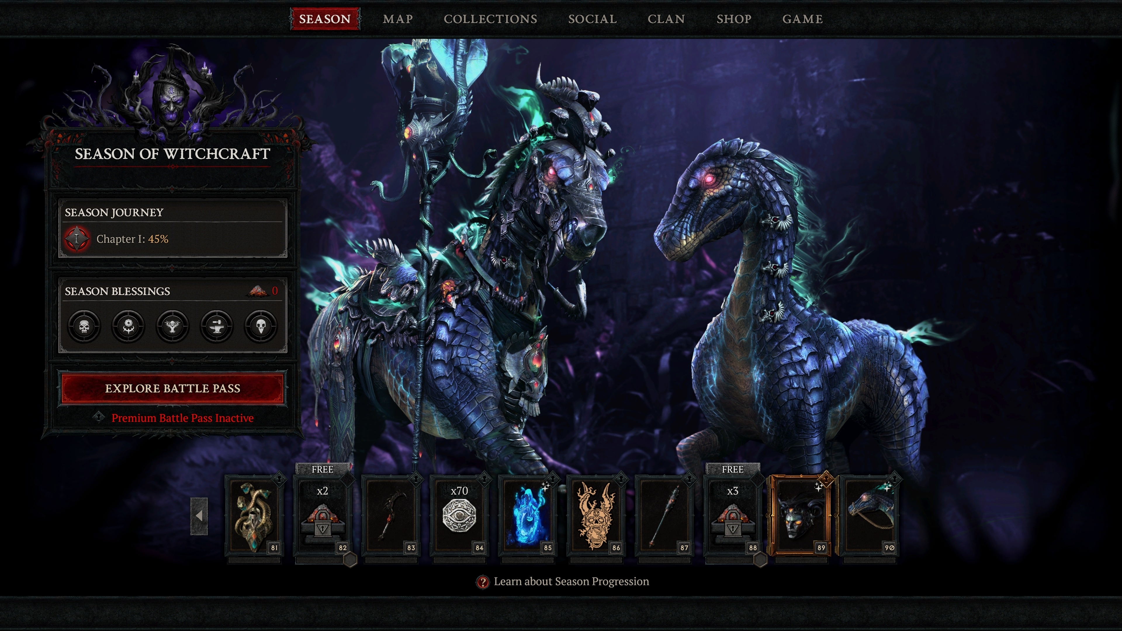 Diablo 4 Season 7 Battle Pass Rewards Revealed - Grand High Witch Armor, Nightwinder Mount ...