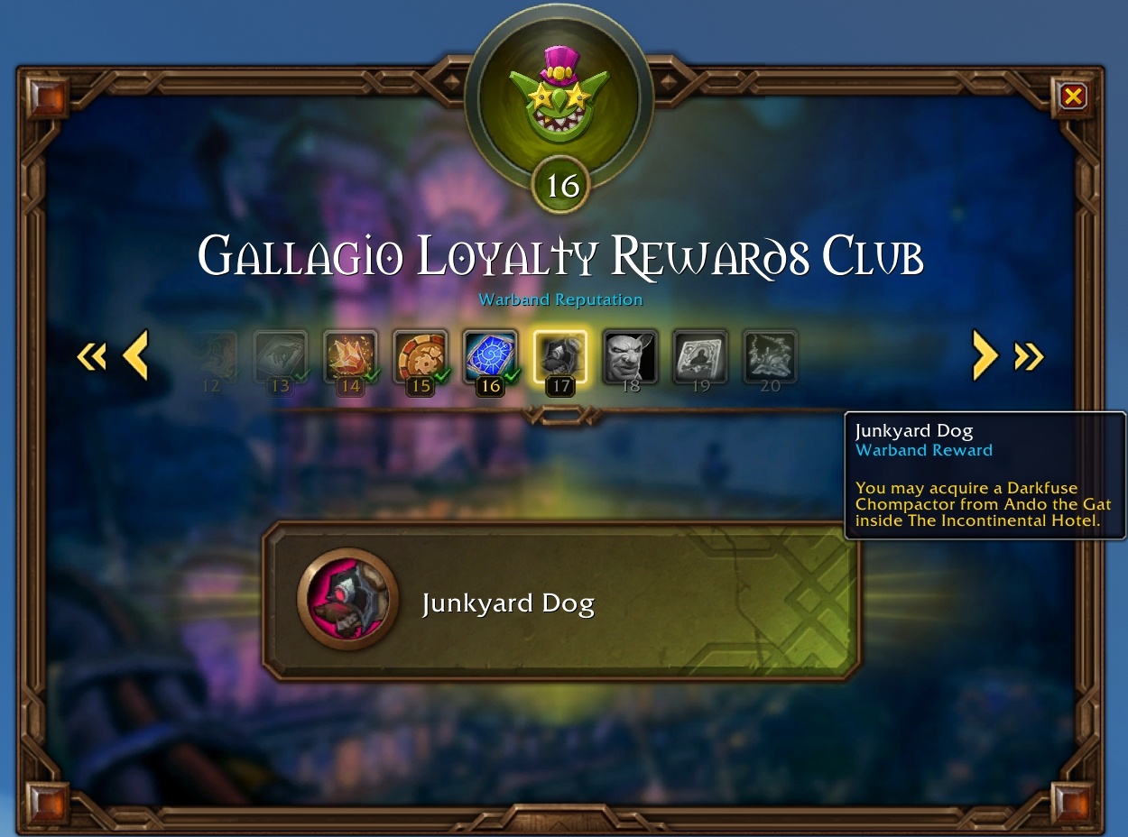 Unlock Darkfuse Chompactor Mount at Gallagio Loyalty Renown Rank 17 ...