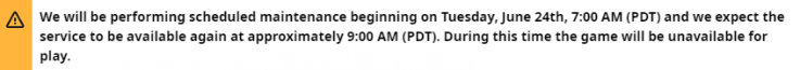 2-Hour Maintenance Scheduled for June 24th - Cataclysm Classic ...